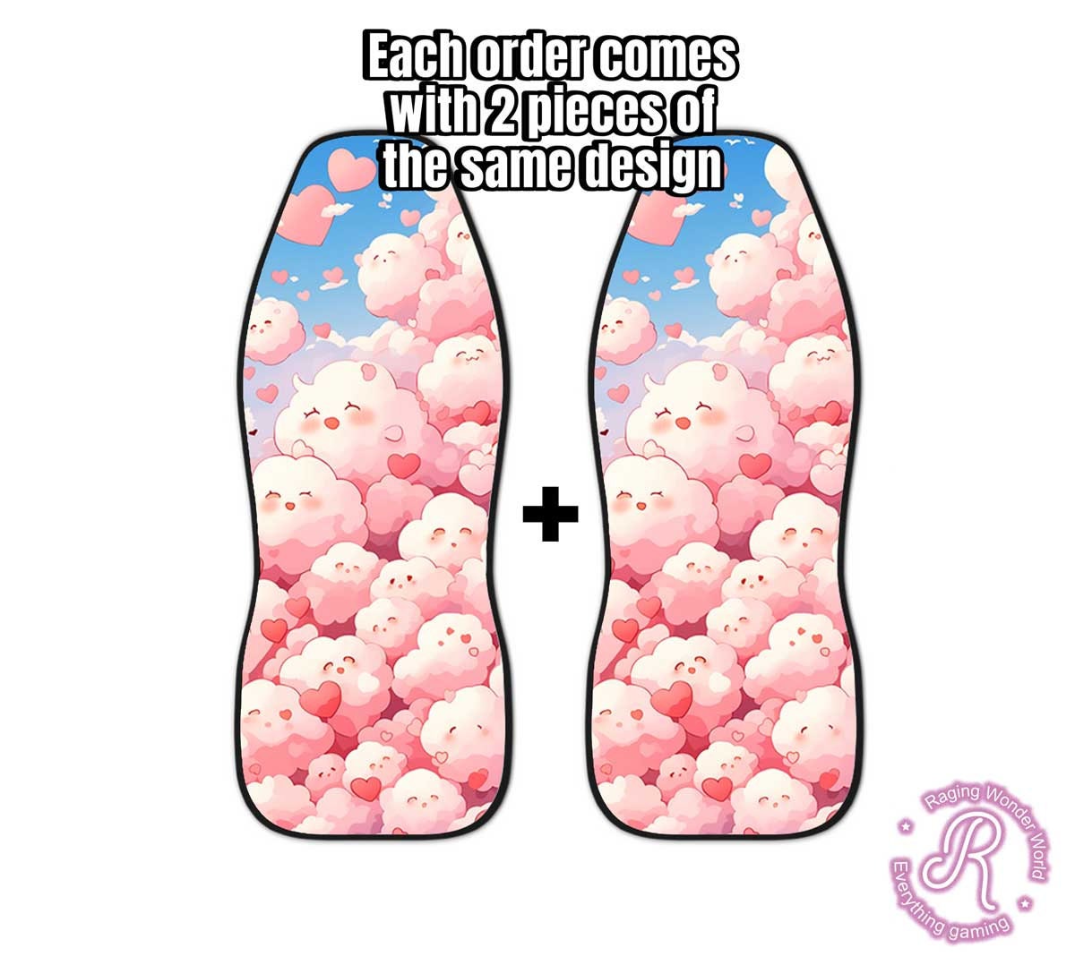 Kawaii Pink Clouds Anime Gamer Chair Cover, Cute Character Gaming Room ...