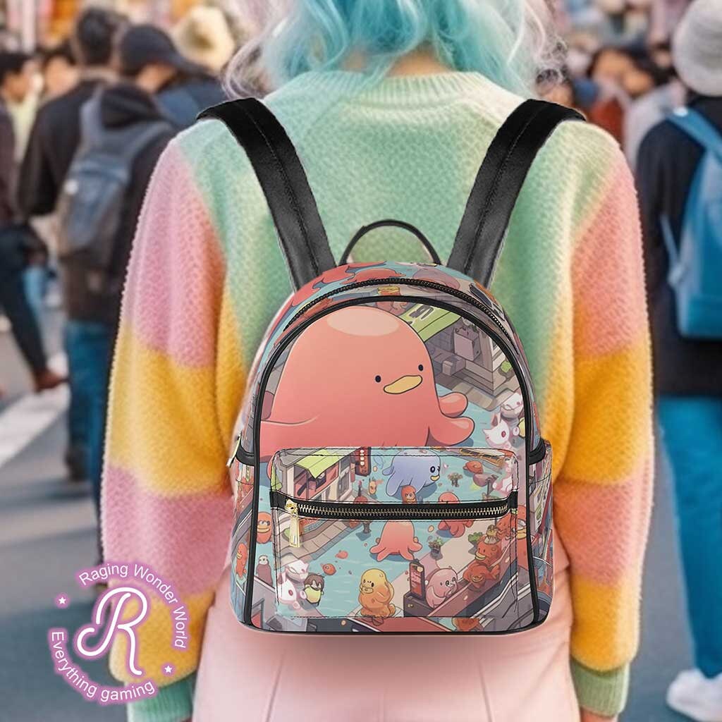 Kawaii Octopus Creatures Anime Vegan Leather Backpack, Cute Game Art ...