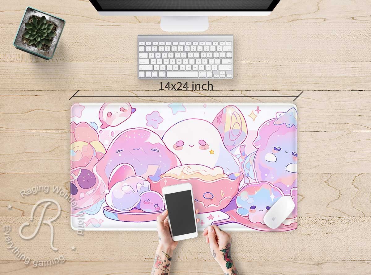 Kawaii Aesthetic Anime Jello Characters Desk Mat Cute, Japanese Cute ...