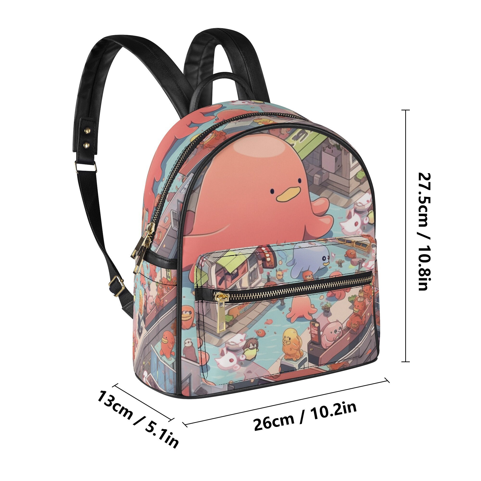 Kawaii Octopus Creatures Anime Vegan Leather Backpack, Cute Game Art ...
