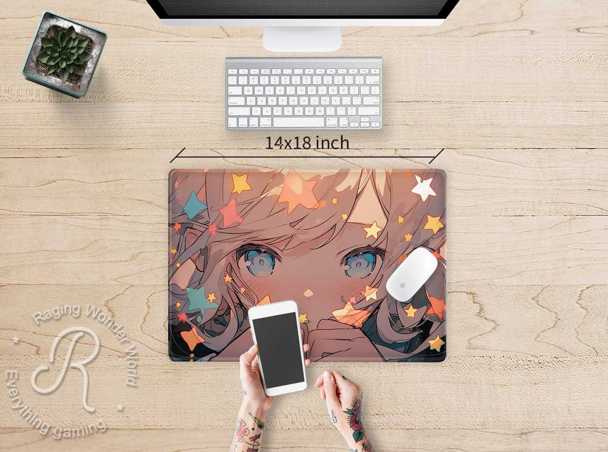 Kawaii Star Face Anime Girl XXL Desk Mat RGB Cute Beige - Etsy