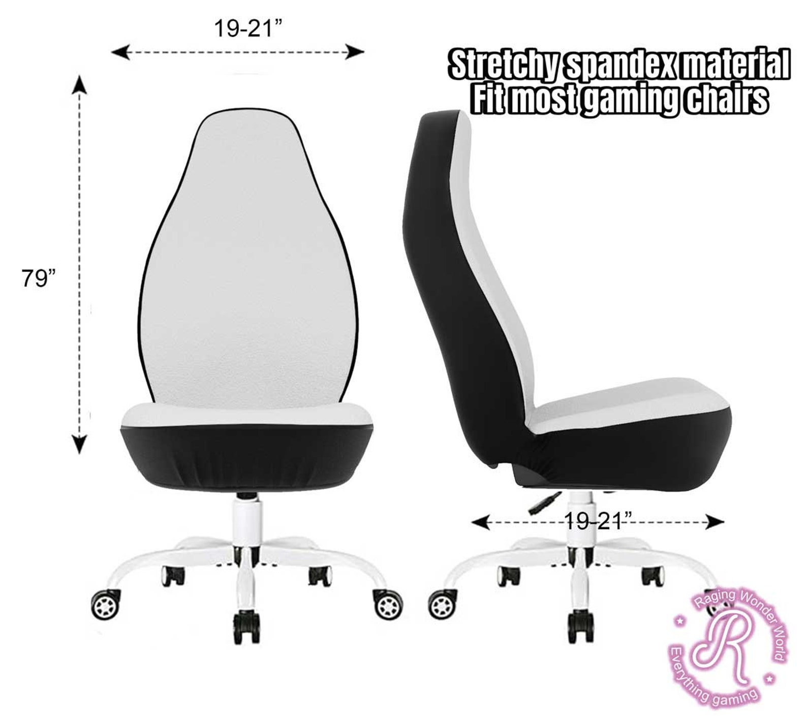 Anime Black White Lunar Moon Cats Gamer Chair Cover, Black Gaming Room ...