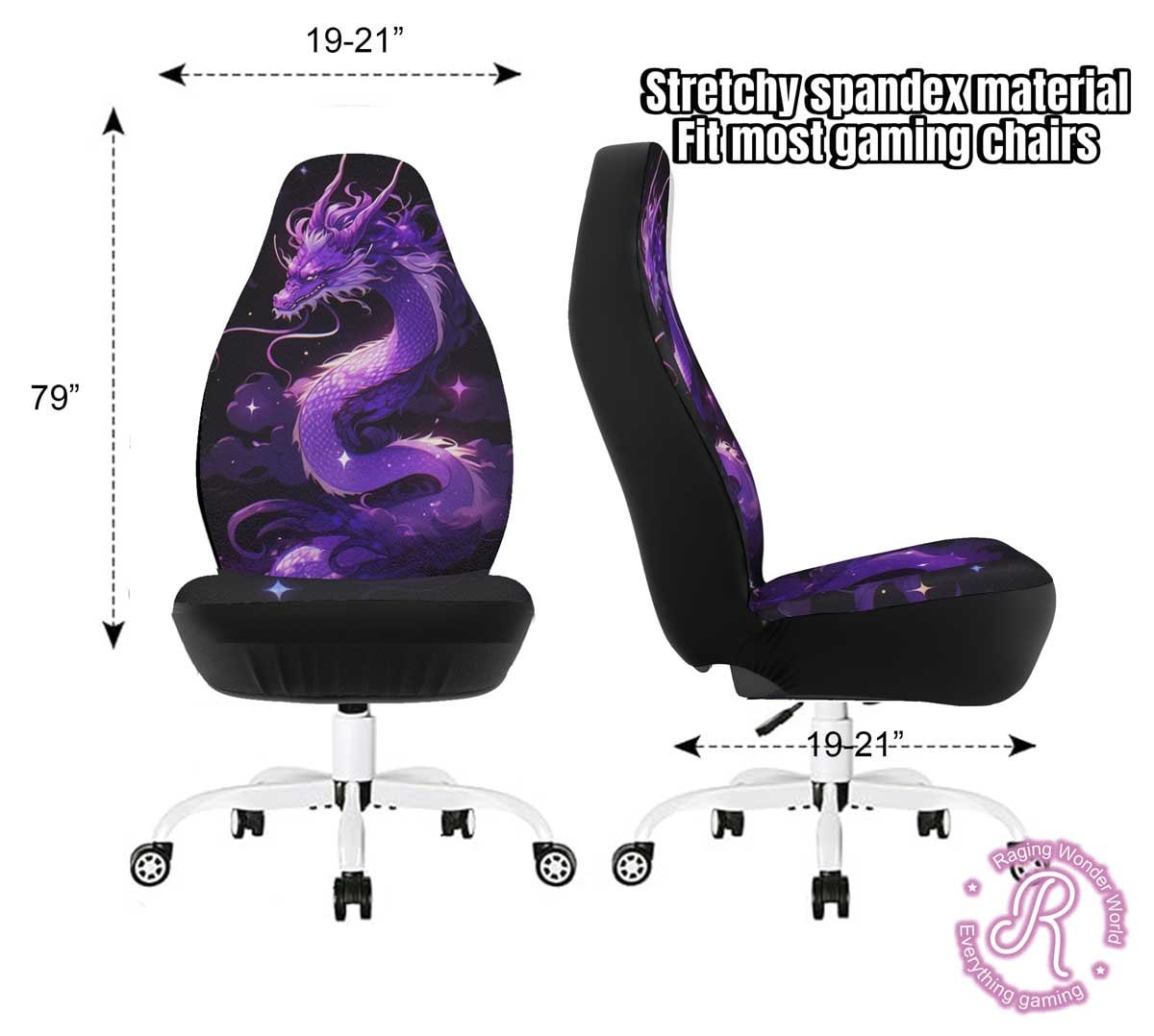 Purple Dragon Starry Night Japanese Anime Gamer Chair Cover, Gaming ...