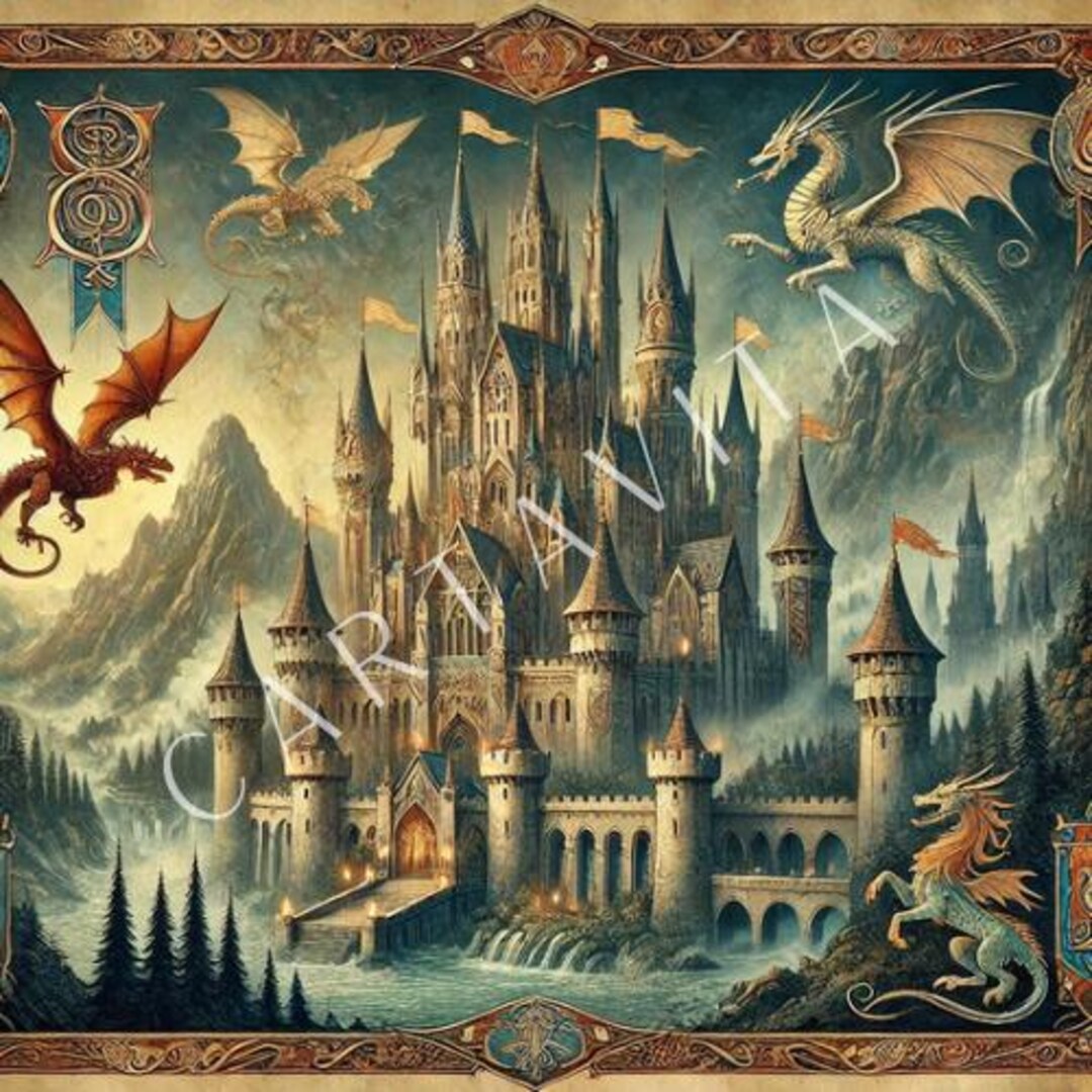 Decoupage Paper, Rice Paper, Medieval Art, Fantasy Art Print, Mystical ...