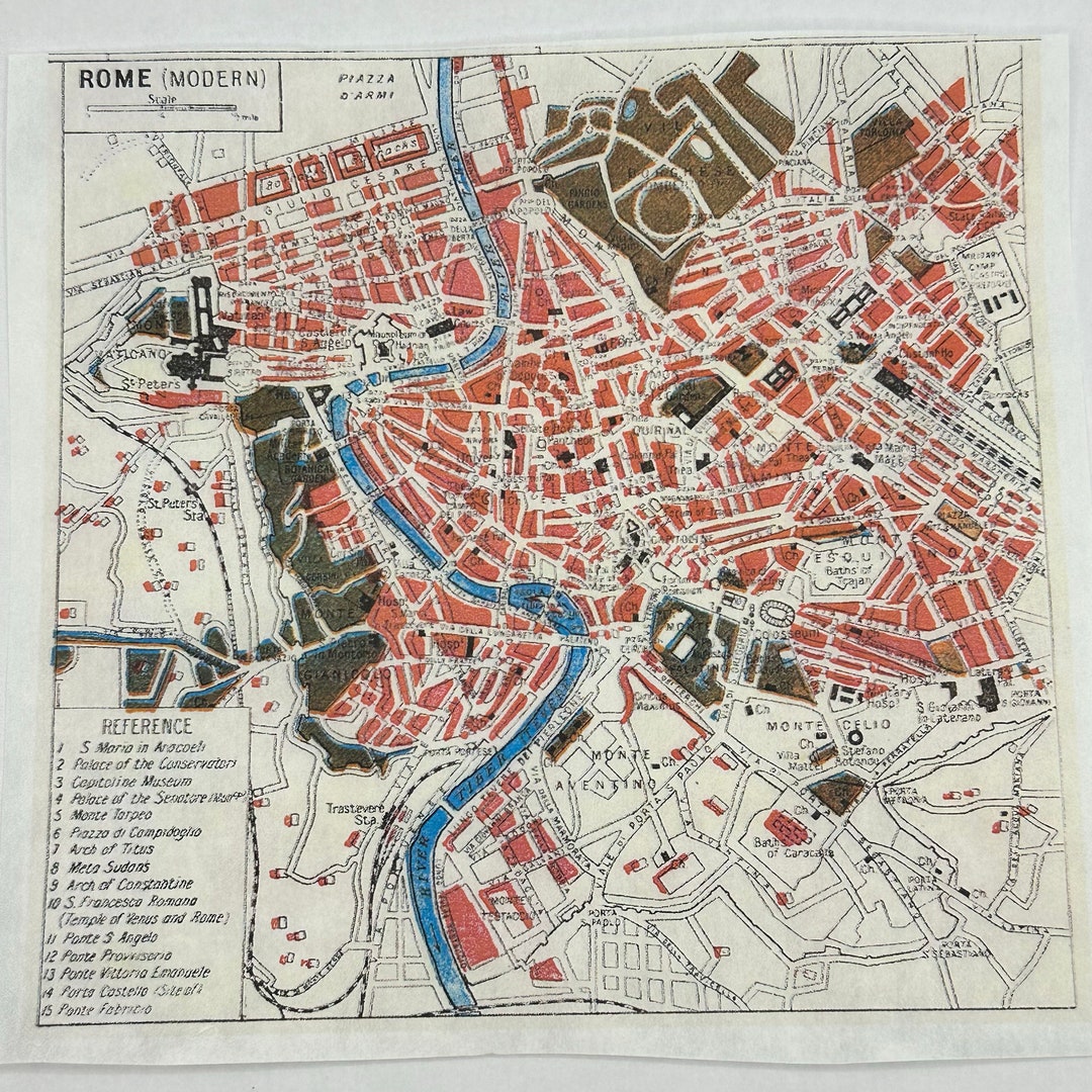Decoupage Rice Paper, Rome Map Art, City Map, Italy, Decorative Map ...