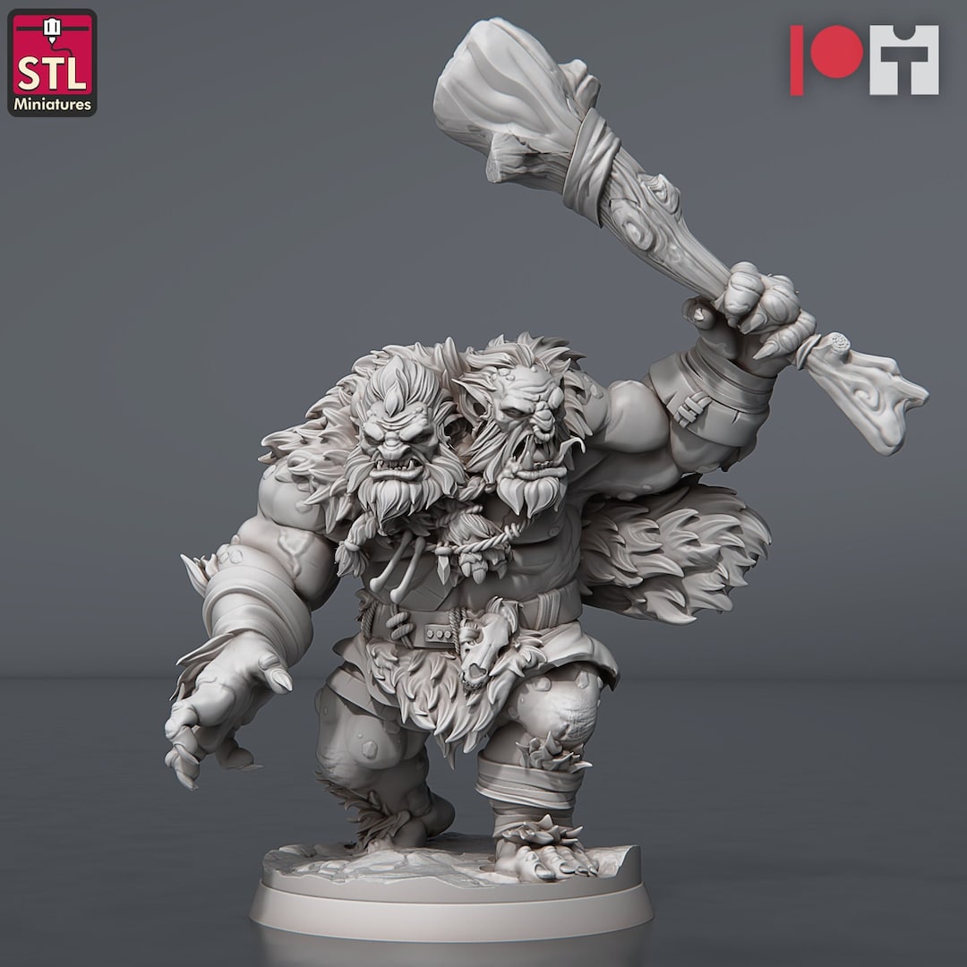 Two Headed Snow Troll Miniature | Idea for Dungeons and Dragons ...