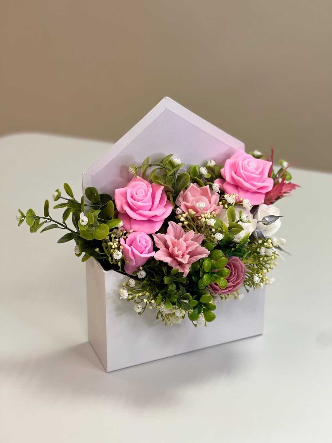 Soft Bloom - Soap Flowers in Envelope Box | Elegant Handmade Gift - Etsy