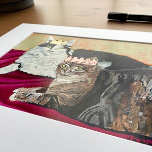 The Cats Meow 10x8 Art Print Pet Portrait With Crowns Mothers Day Gift ...