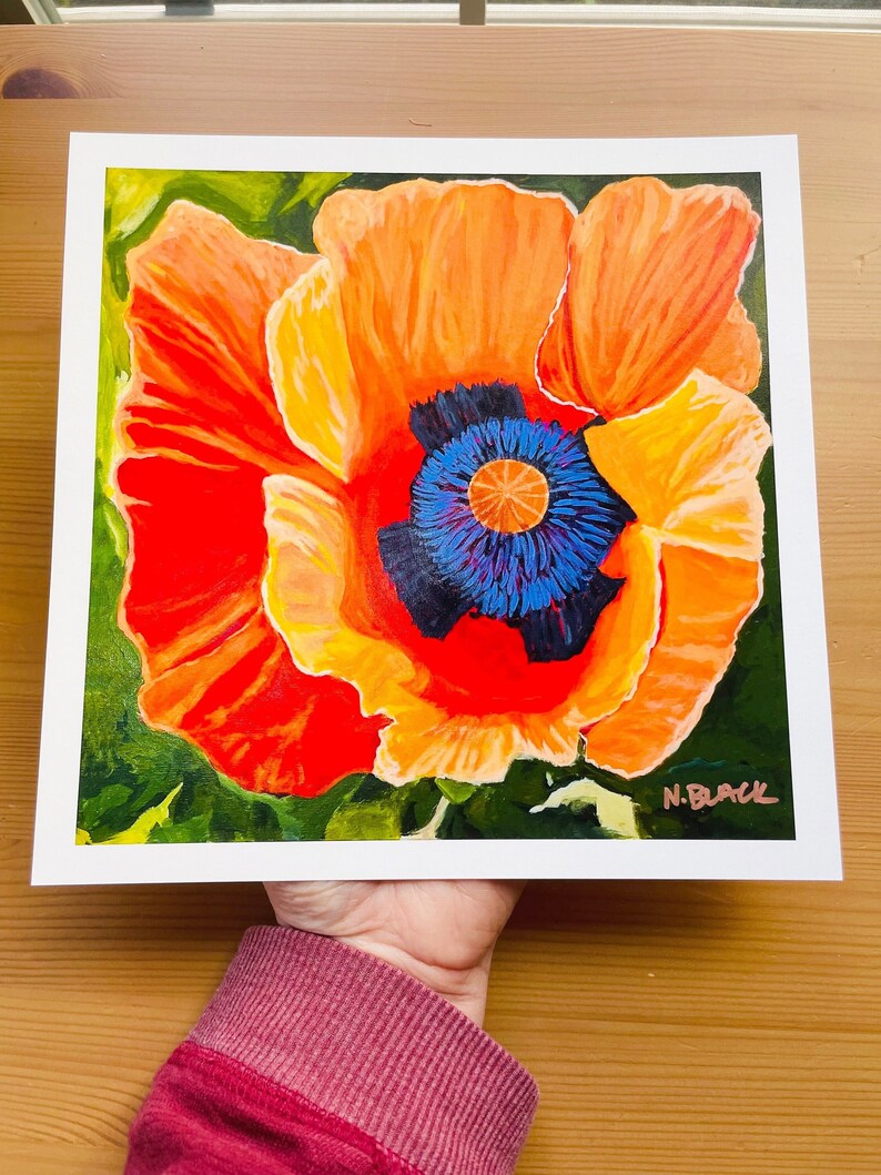 Oriental Poppy Art Print of a Georgia O'keeffe Style Painting 8x8 ...
