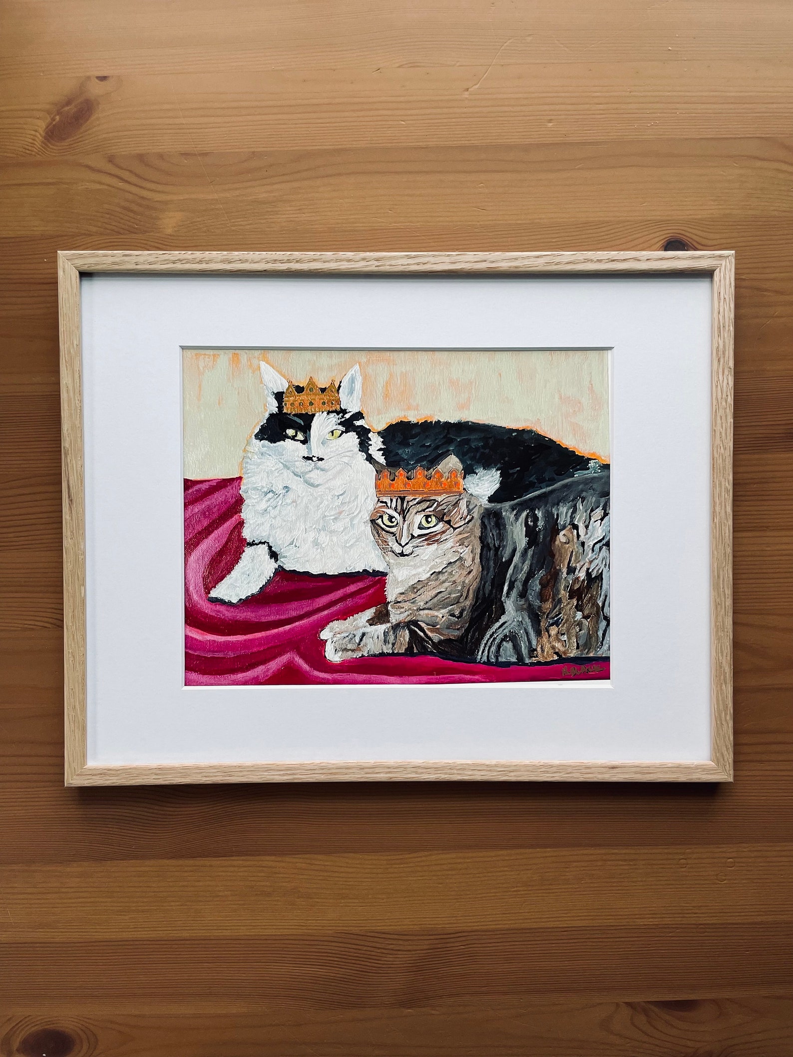 The Cats Meow 10x8 Art Print Pet Portrait With Crowns Mothers Day Gift ...