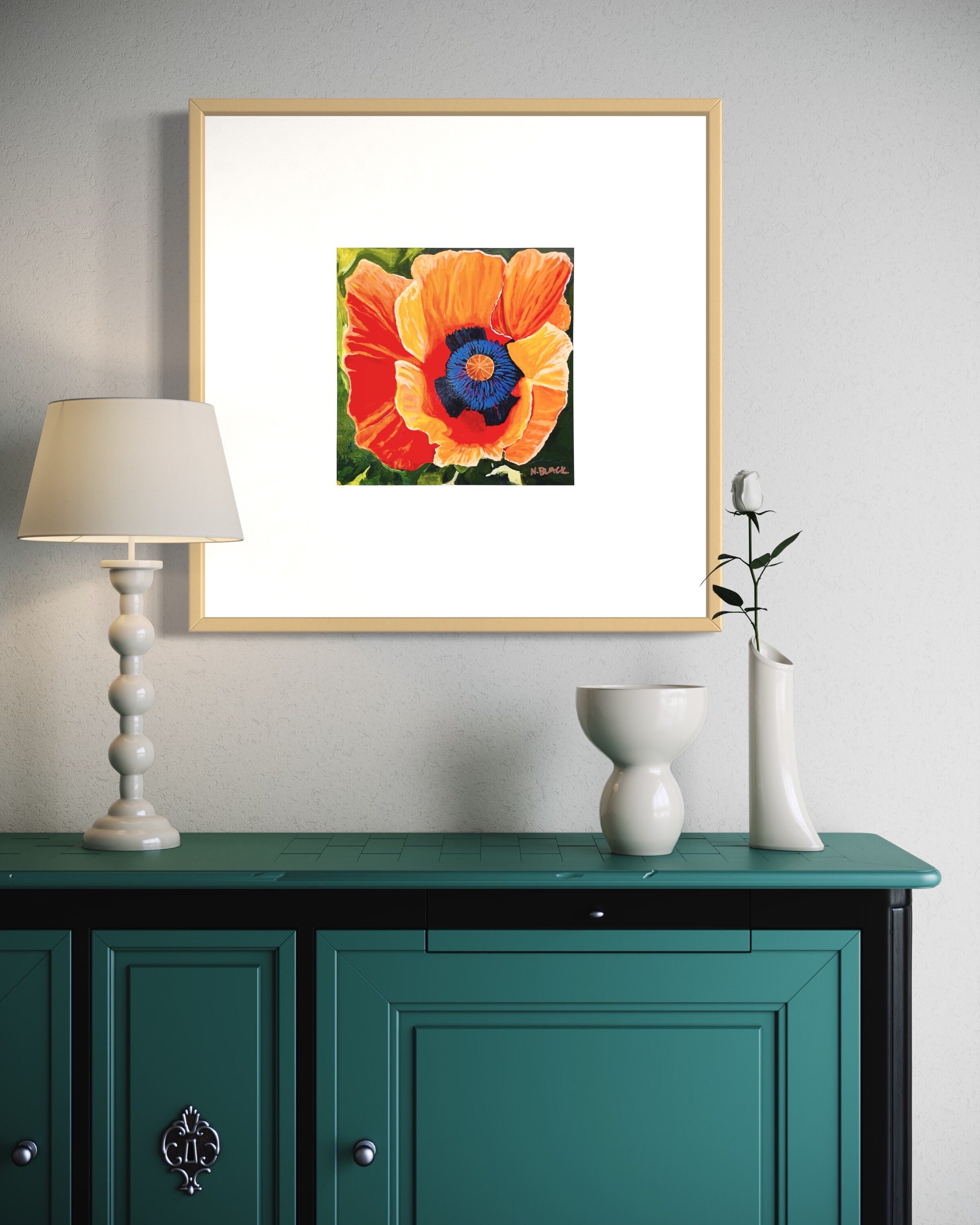 Oriental Poppy Art Print of a Georgia O'keeffe Style Painting 8x8 ...