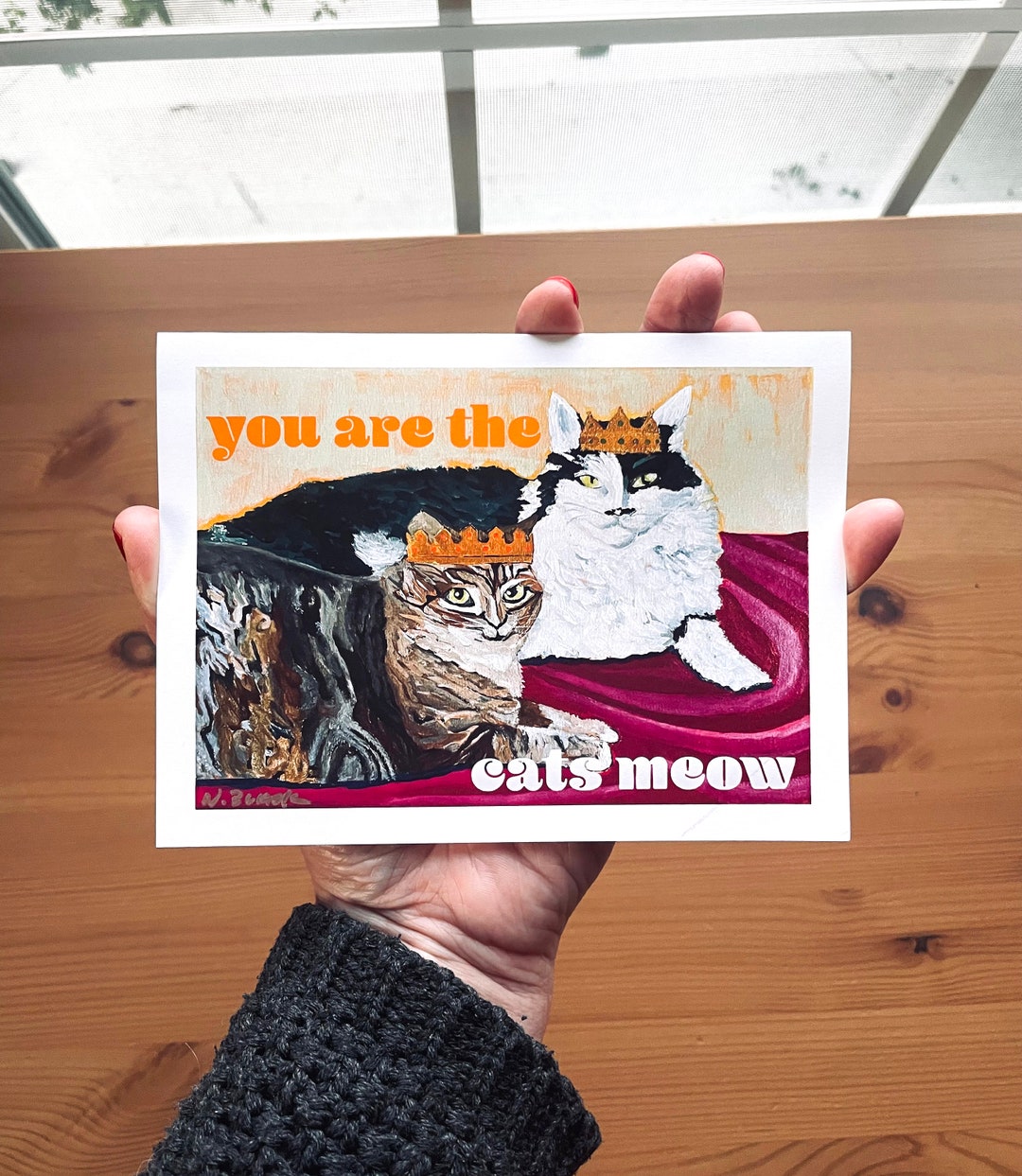 Funny Cat Lover Card: King and Queen Cats Art - Etsy