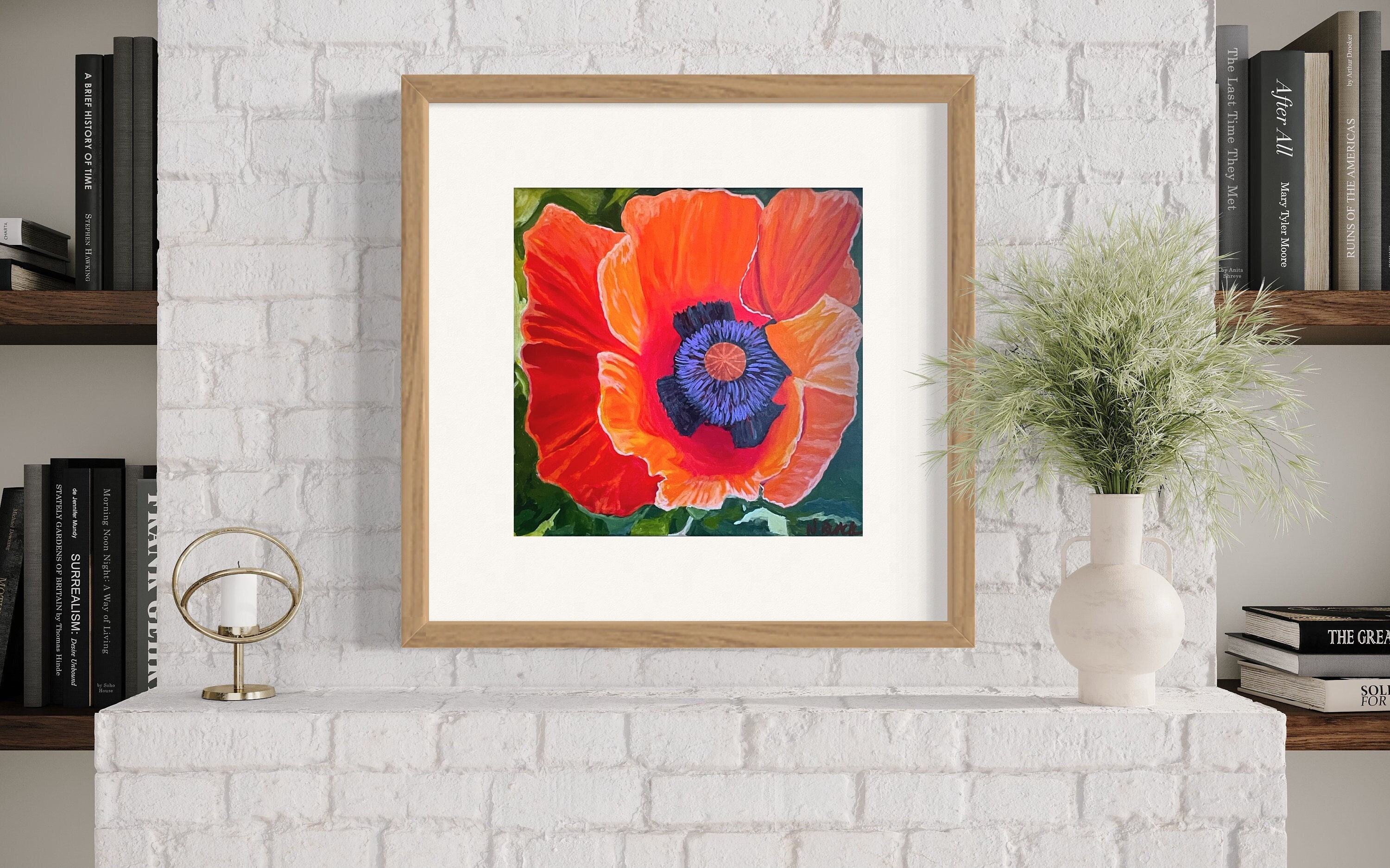 Oriental Poppy Art Print of a Georgia O'keeffe Style Painting 8x8 ...