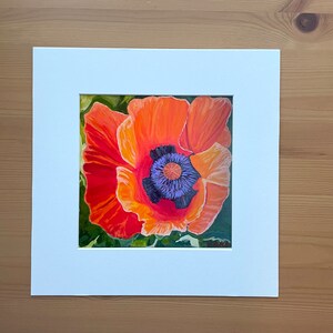 Oriental Poppy Art Print of a Georgia O'keeffe Style Painting 8x8 ...