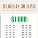1K Savings Challenge, Savings Tracker, Money Challenge, 30 Days ...