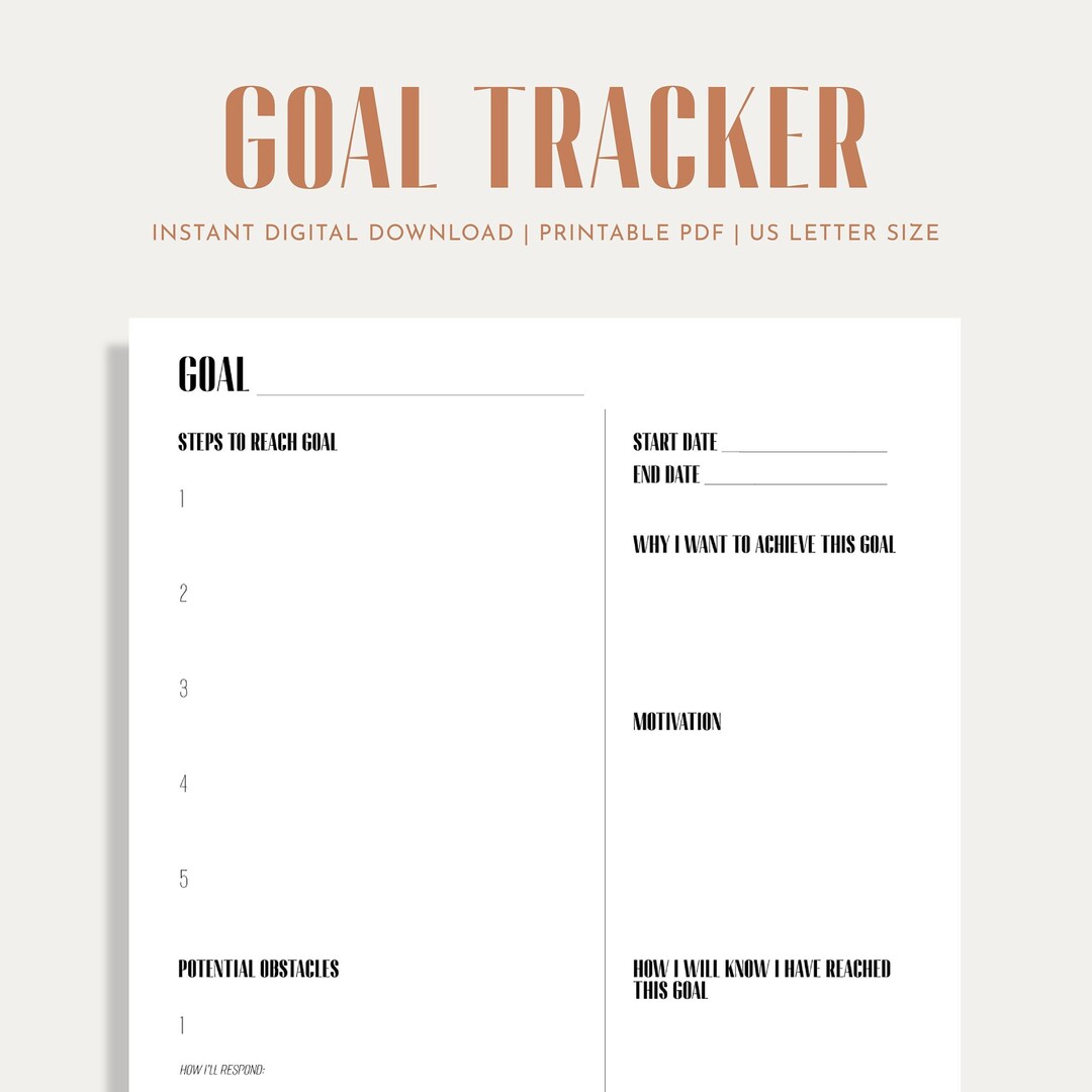 Goal Tracker, S.M.A.R.T., Goal Challenge, Digital Download PDF ...