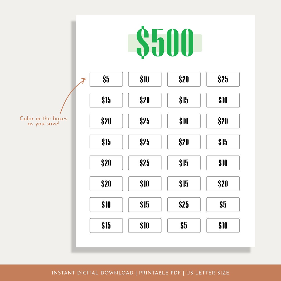 500 Savings Challenge, Savings Tracker, Money Challenge, Digital ...