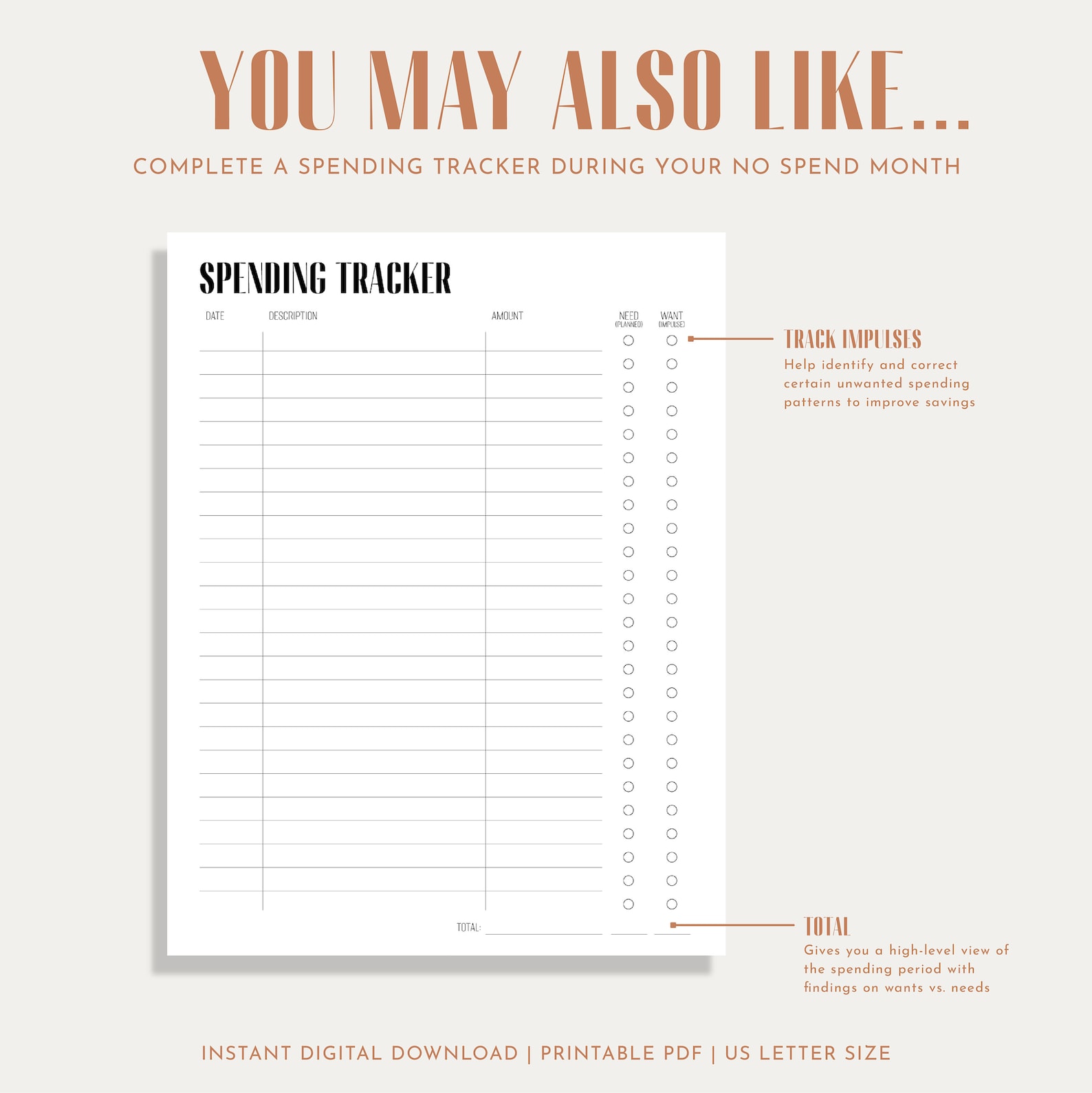 No Spend Month, No Spend Challenge, Tracker, Monthly, 30-day No Buy ...