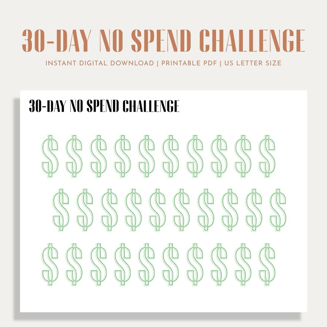 30-day No Spend Challenge, No Spend Tracker, Monthly, Digital Download ...
