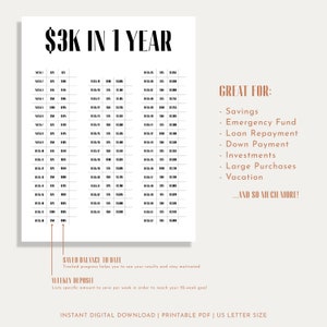 3K Savings Challenge, Savings Tracker, Money Challenge, 52 Weeks, 1 ...