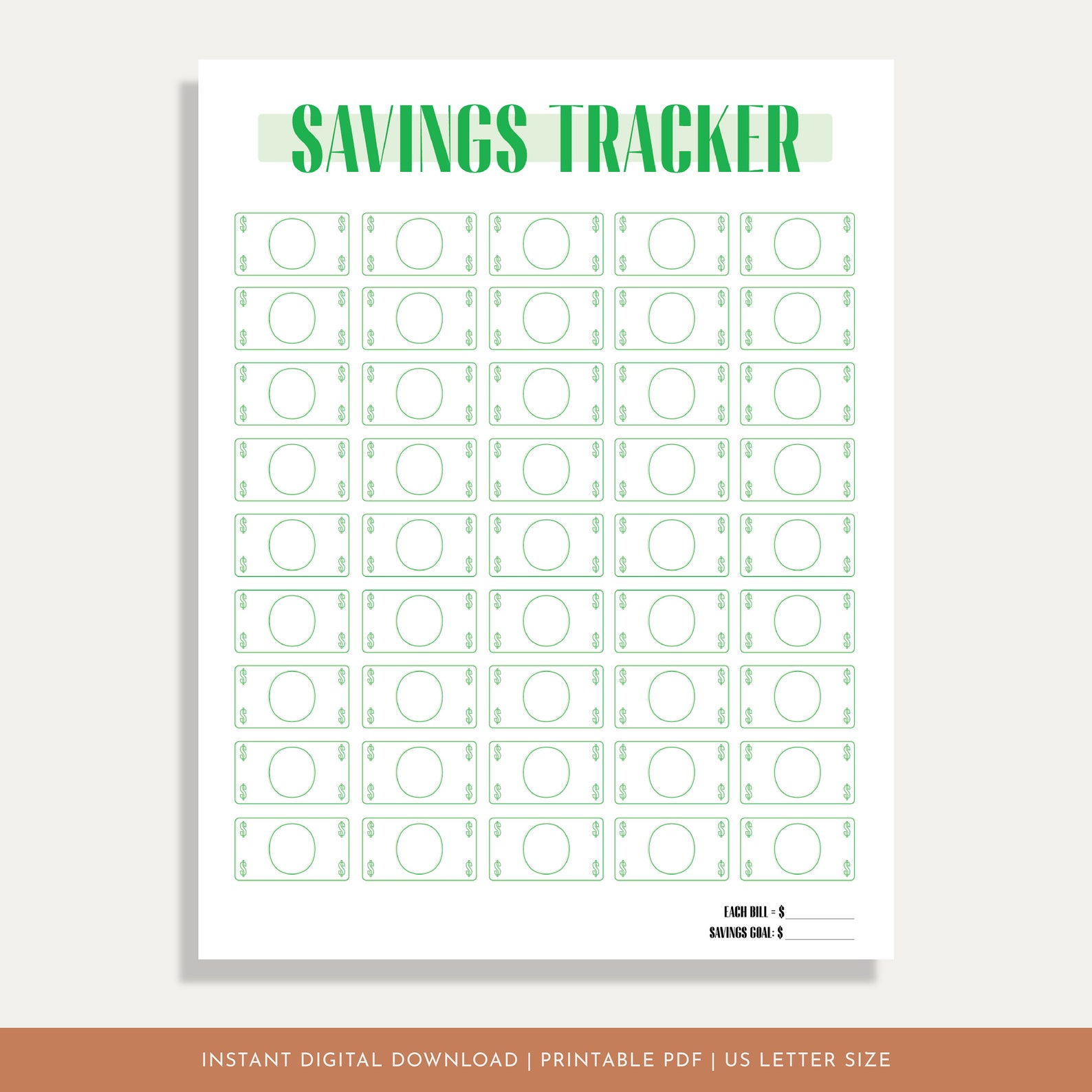 Blank Savings Tracker, Savings Challenge, Money Challenge, 45 Bills ...