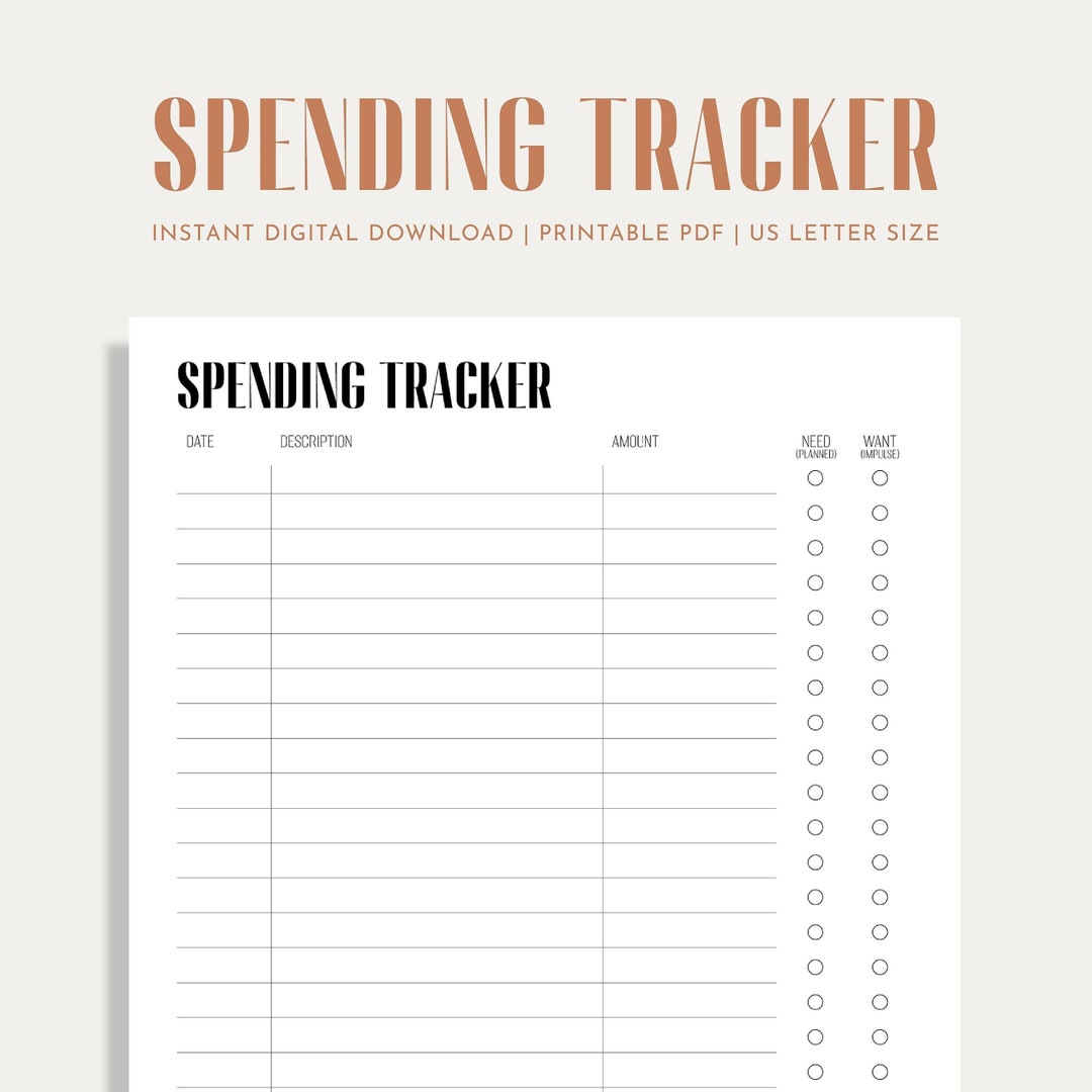 Spending Tracker, Spending Log, Expense Tracker, Expense Log, Digital ...