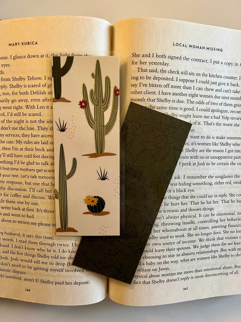 Desert Bloom Bookmarks: Green- Double Sided - Etsy