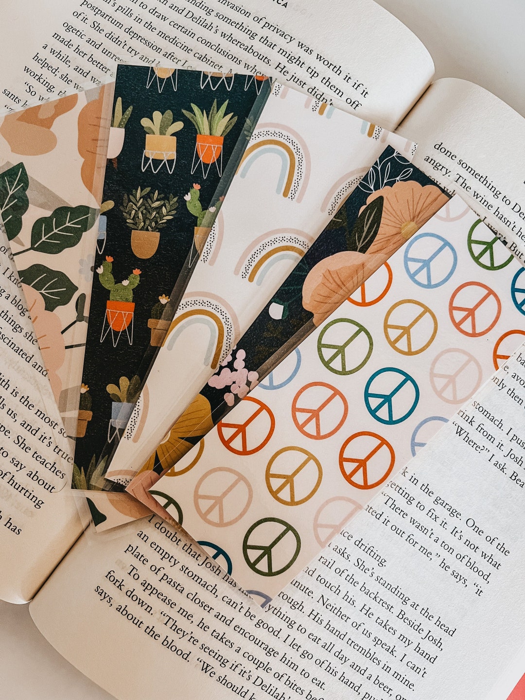 Plants & Peace Signs Bookmarks- Double Sided - Etsy