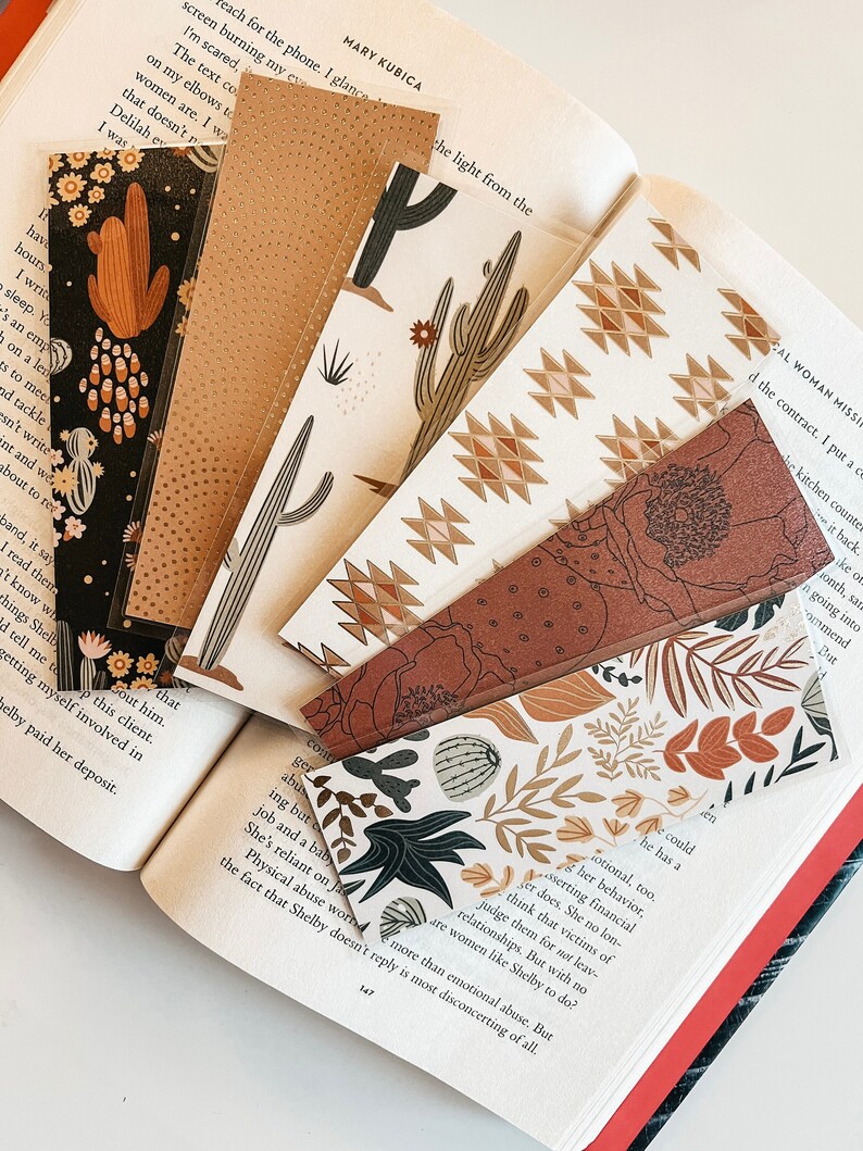 Desert Bloom Bookmarks: Green- Double Sided - Etsy