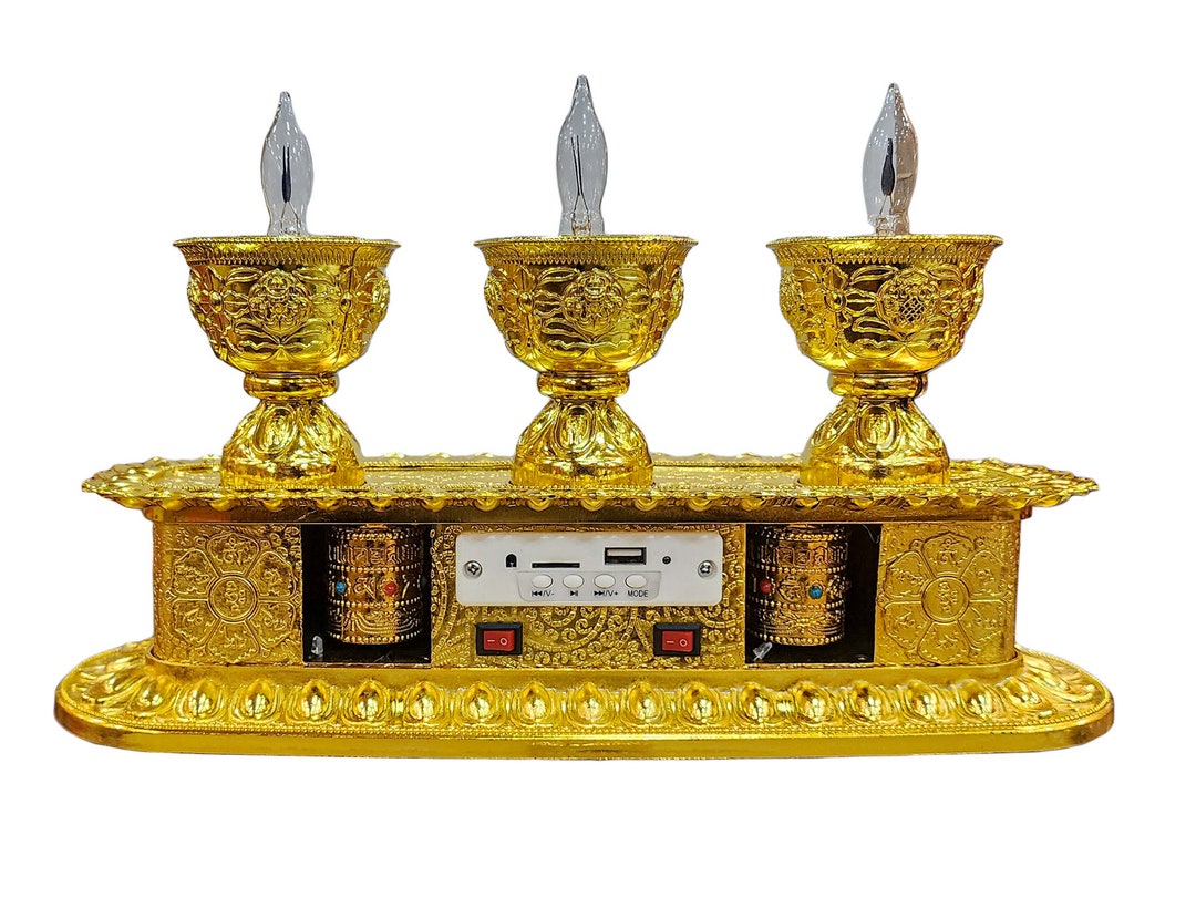 6 Inches, Electric Mane Butter Lamp With Music, Buddhist Ritual Items ...