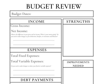 Budget Review Printable - Etsy