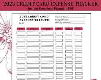 Credit Card Expense & Payment Tracker - Etsy