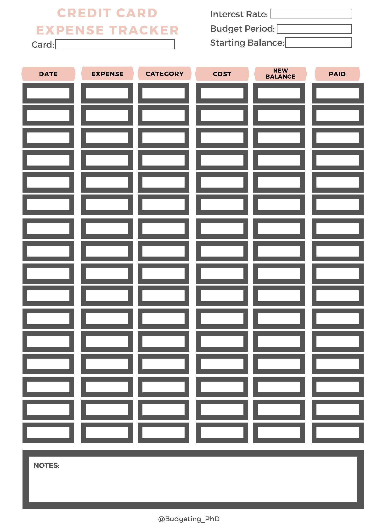 Credit Card Expense Tracker I Printable I Template I Credit Card ...