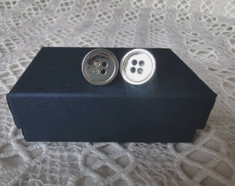 Sterling Silver Button Earrings Sewing Notions Stud - Etsy