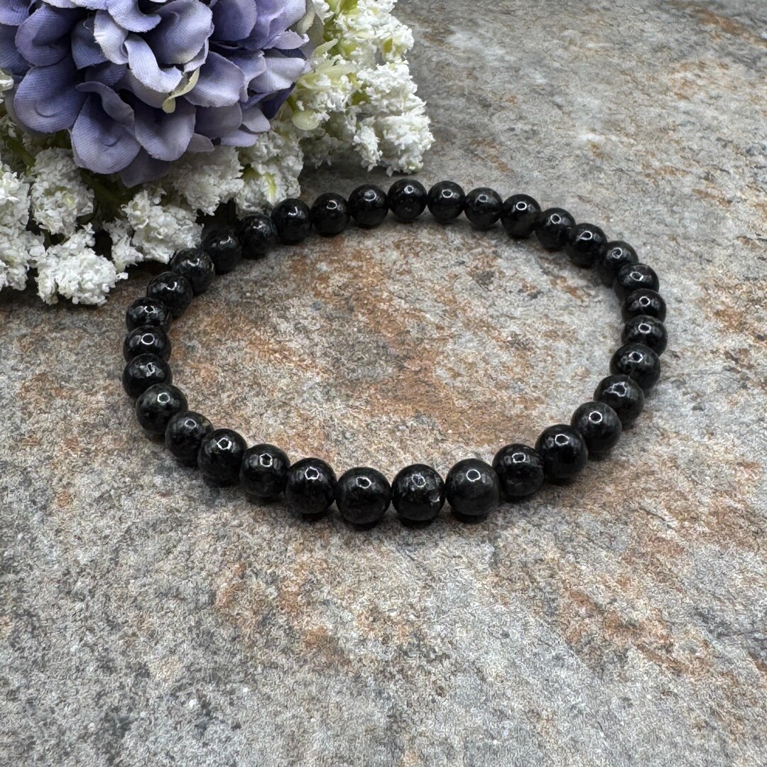 6mm Astrophyllite Crystal Stretch Bracelet, 7.5” - Elegant Brown & Gold ...