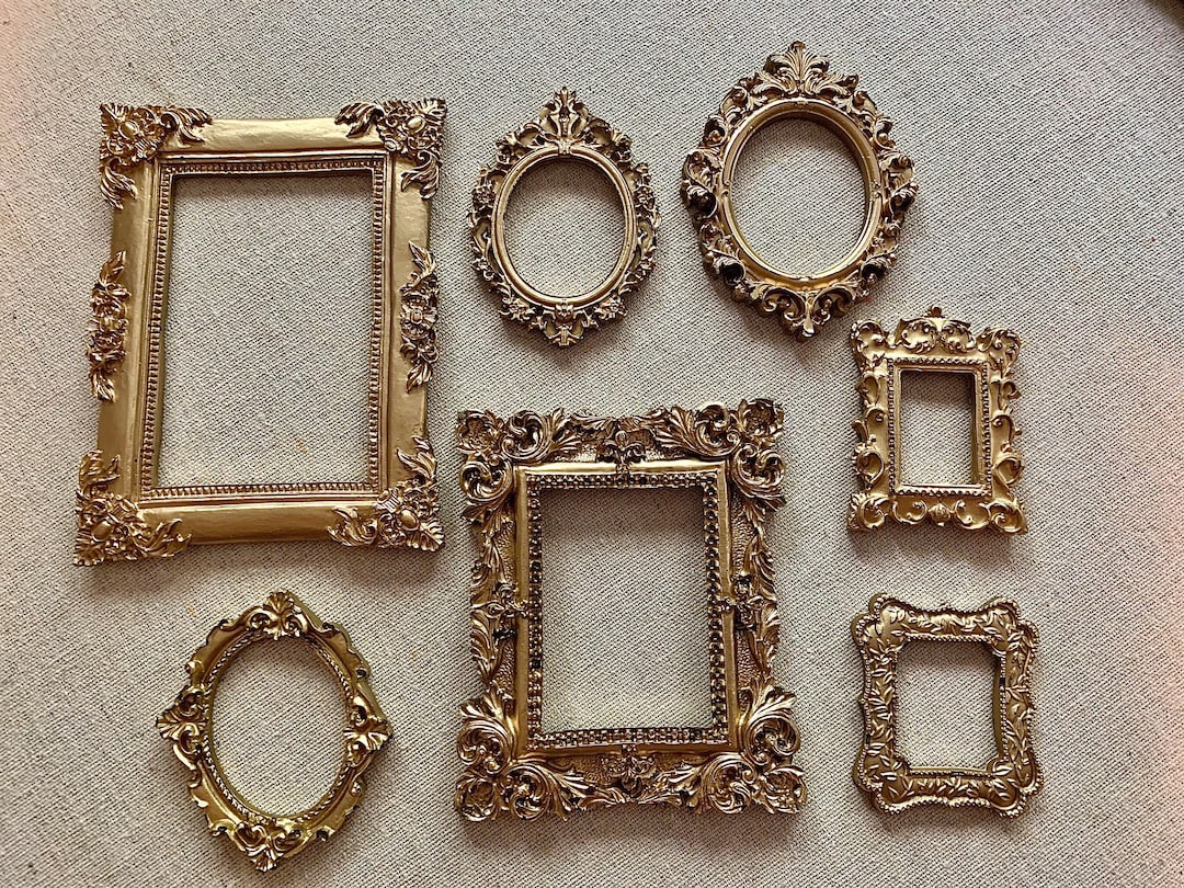 Read Description.frames Only. Smaller Frames.handmade Antique Style Resin Frames.7 Pieces Gold ...