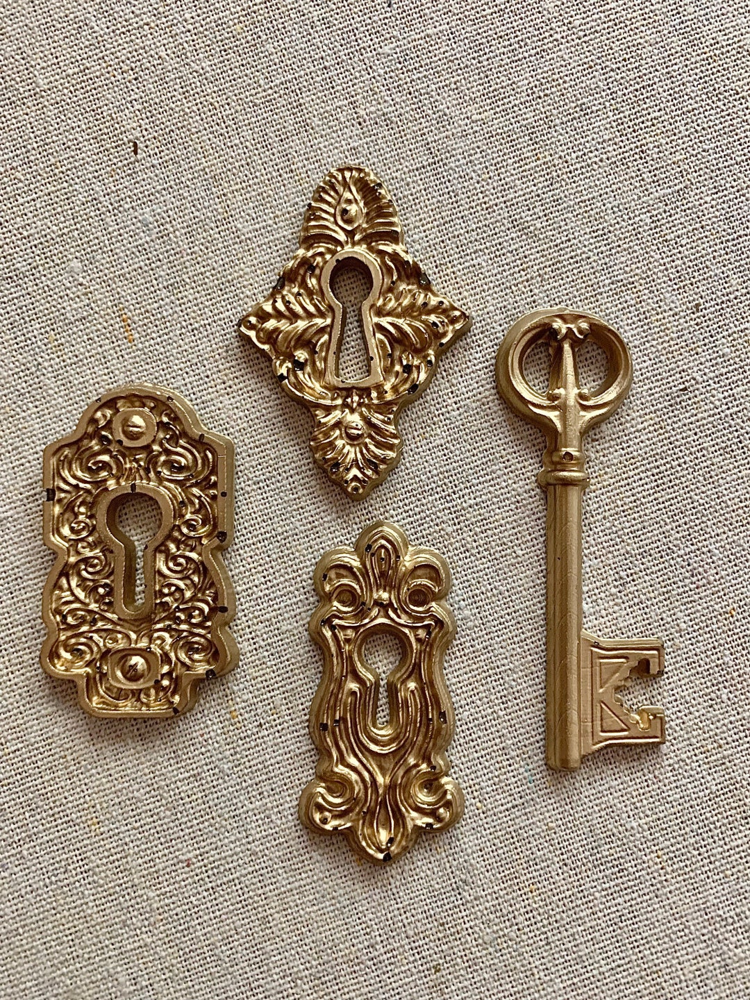 Lock and Key Set. Resin. Handmade. Antique Gold. Ornate. Photography ...
