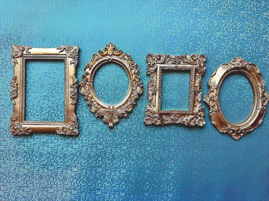 Read Description.frames Only Set of Four Handmade Gold Frames. Resin ...