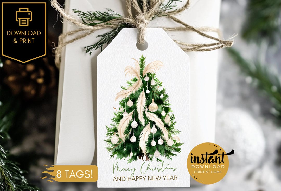 Printable Christmas Gift Tag Holiday Party Favor Tag Instant Download ...