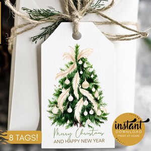 Printable Christmas Gift Tag Holiday Party Favor Tag Instant Download ...