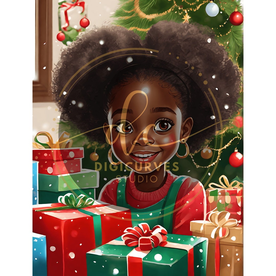 African American Child Clipart Christmas Watercolor Clipart High ...