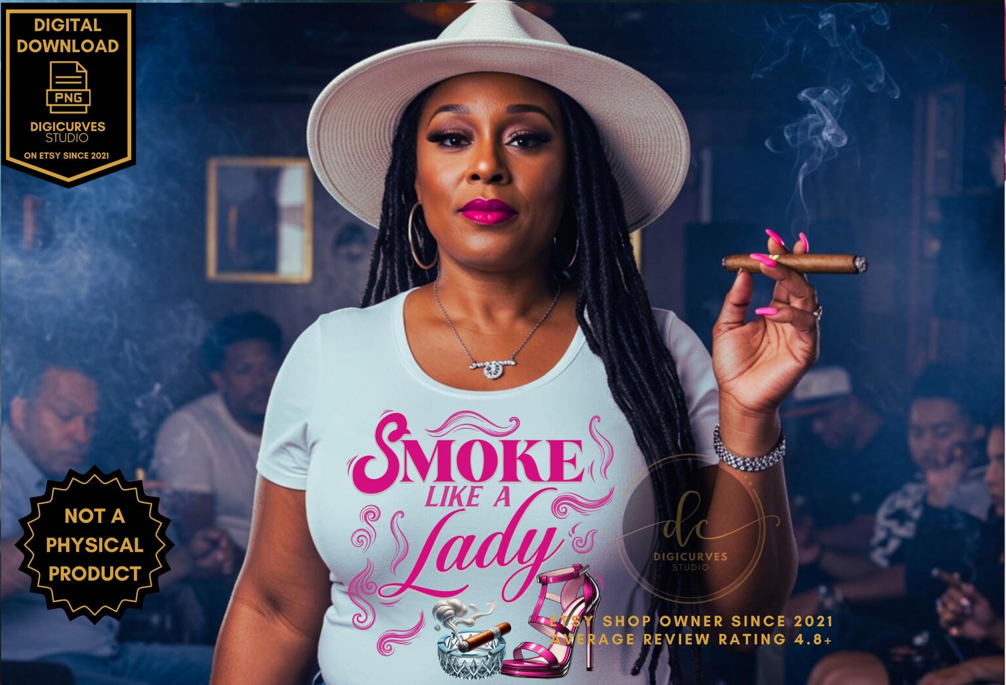 Smoke Like a Lady Cigar PNG | High Heel Cigar PNG | Cigar Shirt Design ...