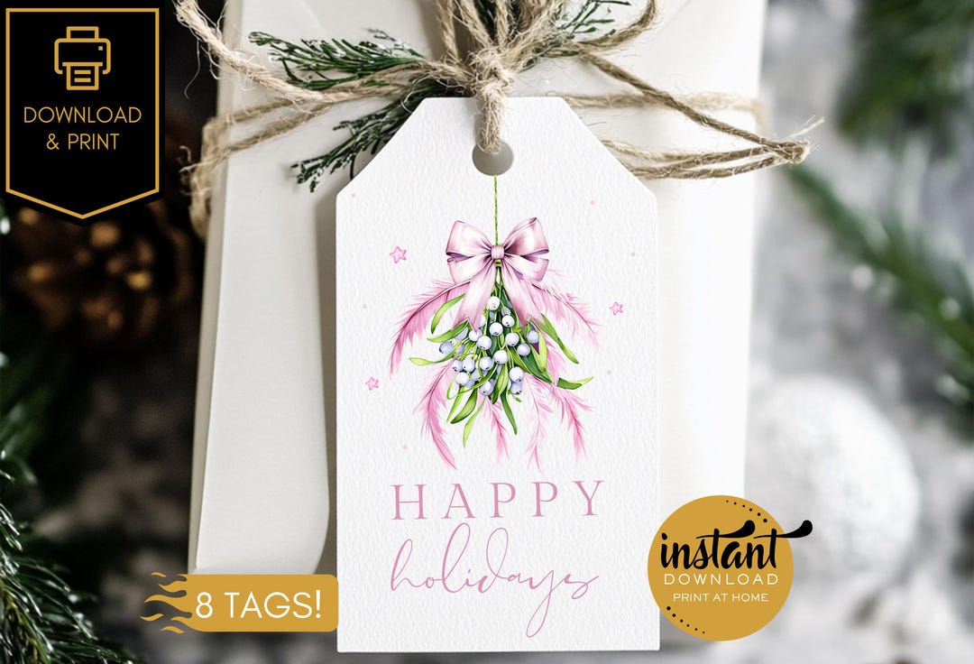 Printable Christmas Gift Tag | Holiday Party Favor Tag | Instant ...