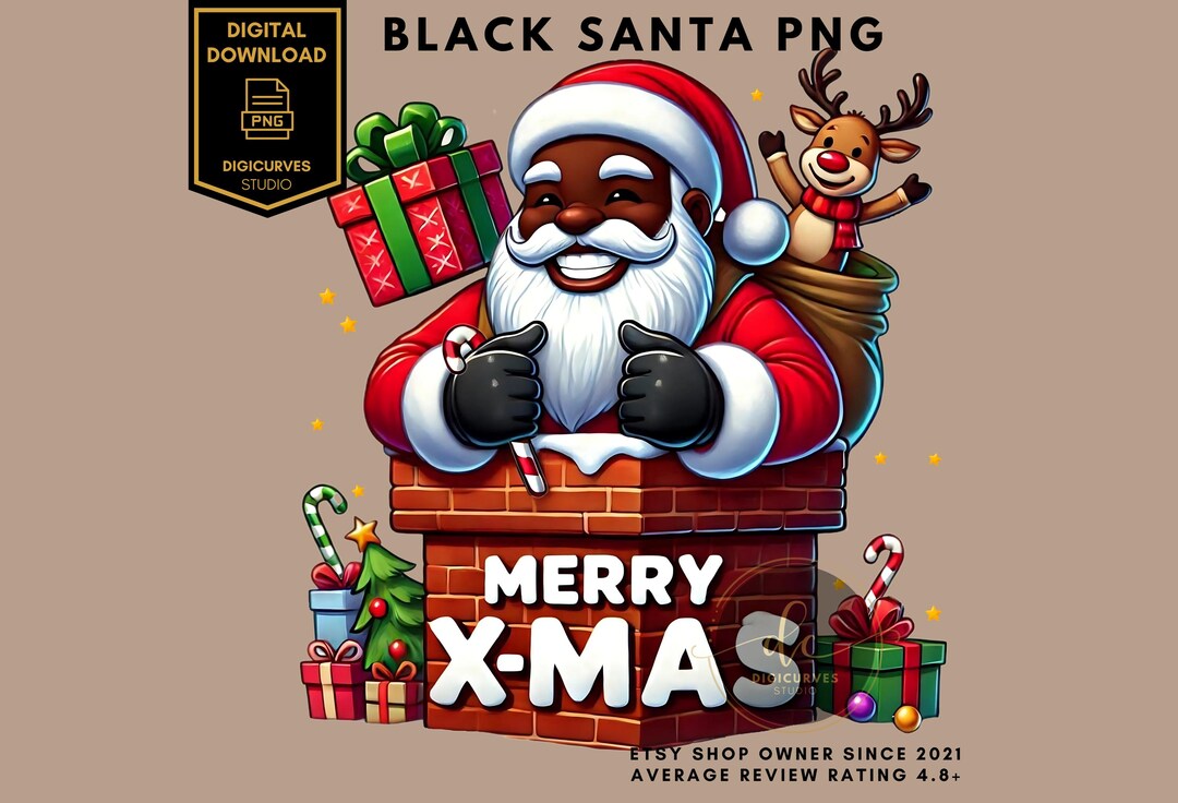 Black Santa Claus PNG | African American Santa | Christmas PNG ...