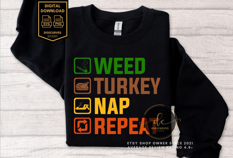 Weed Turkey Nap Repeat SVG | Cannabis Inspired PNG | Thanksgiving PNG ...