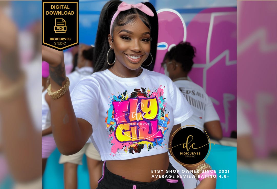 Fly Girl PNG | Fly Girl Graffiti Tshirt Design | Retro 80s 90s Fly Girl ...