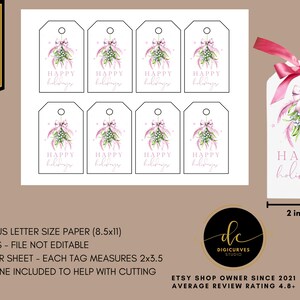 Printable Christmas Gift Tag Holiday Party Favor Tag Instant Download ...