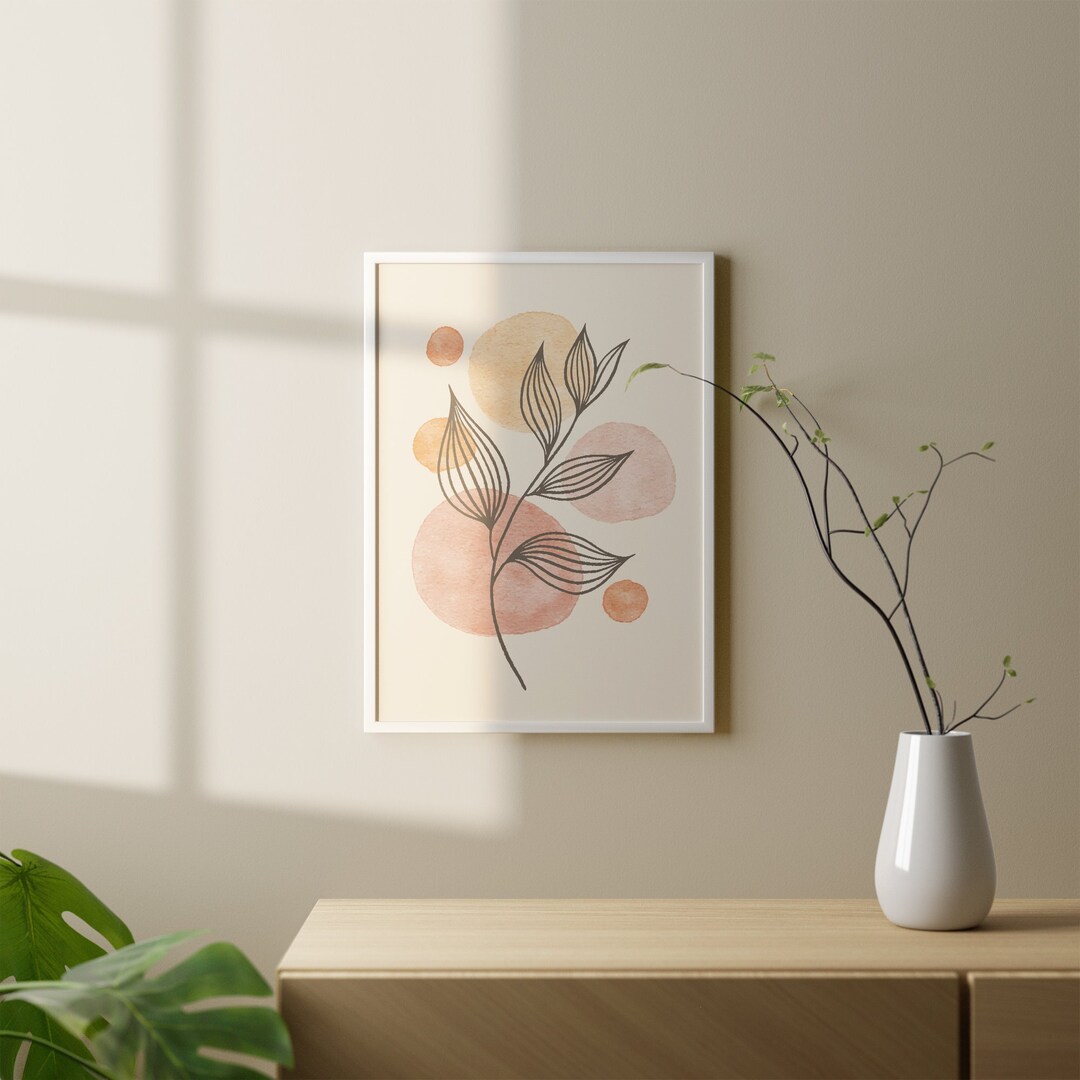 Plants, Flower, Geometric Shapes, Printable, Modern, Minimalist, Rustic ...