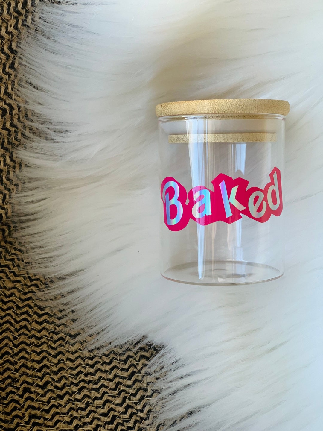 Barbie Inspired Stash Jar Baked cute Stash Jar Small Glass Canister Jar ...