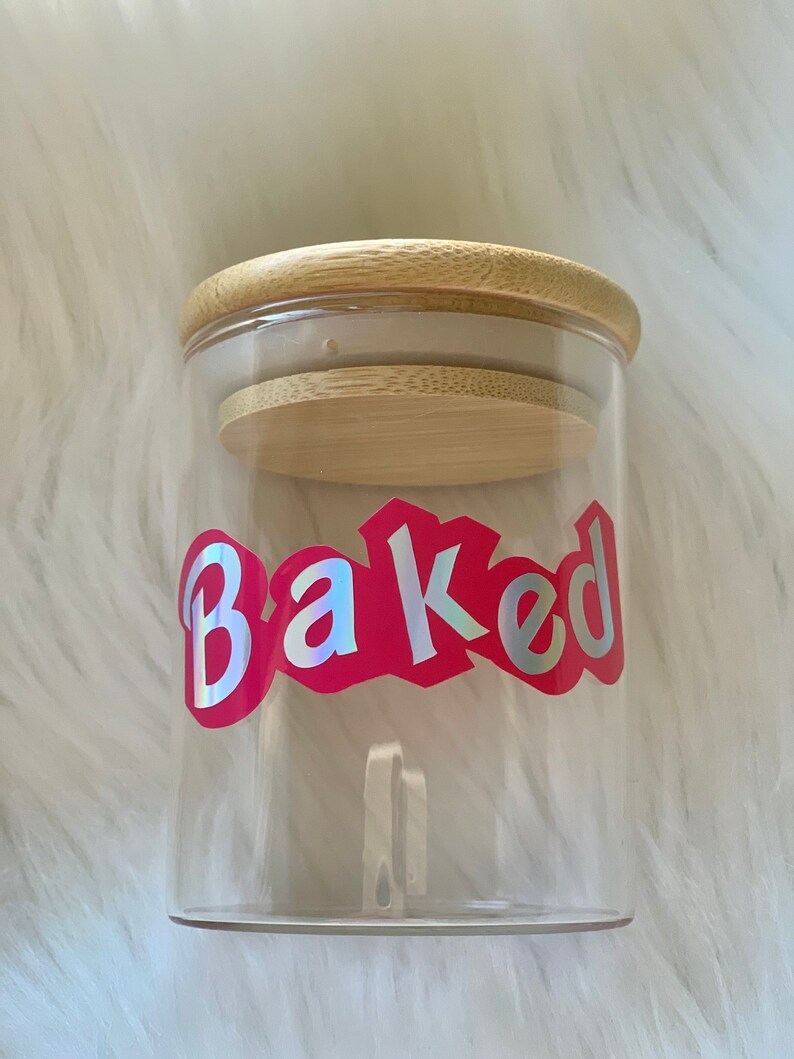 Barbie Inspired Stash Jar Baked cute Stash Jar Small Glass - Etsy